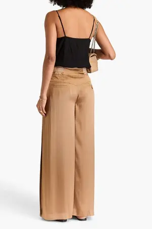 Alberta Ferretti Pleated Satin-crepe Wide-leg Pants