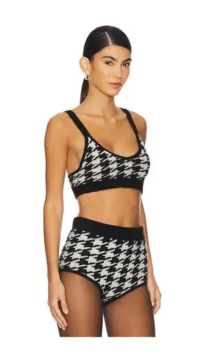 W. CASHMERE Soro Houndstooth Bralette In Black