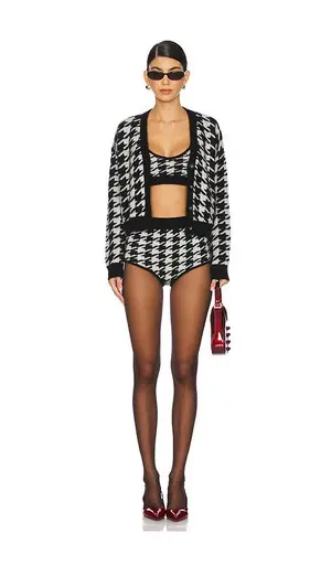 W. CASHMERE Soro Houndstooth Bralette In Black