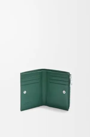 Loewe Slim Compact Wallet In Deerskin Evergreen