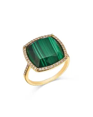 Bloomingdale'S Malachite & Diamond Ring In 14k Yellow Gold - Green/gold