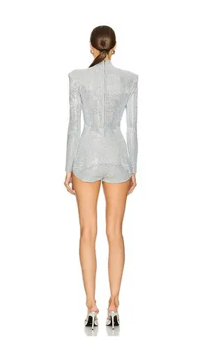 Retrofete Auburn Knit Romper With Crystal Embellishments