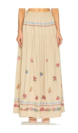 Agua Bendita Jenna Blush Maxi Skirt - Tan