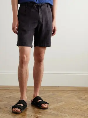 Hartford Tank Straight-leg Linen Shorts - Black