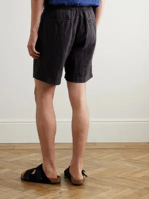 Hartford Tank Straight-leg Linen Shorts - Black