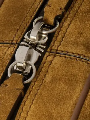 METIER Métier Closer Slim Leather-trimmed Suede Briefcase - Brown