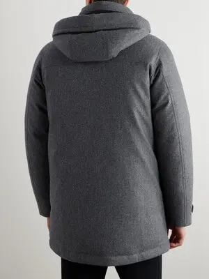 Zegna Suede-trimmed Techmerino™ Wool Hooded Down Parka