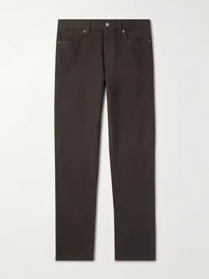 Zegna City Slim-fit Tapered Cotton And Cashmere-blend Trousers - Brown