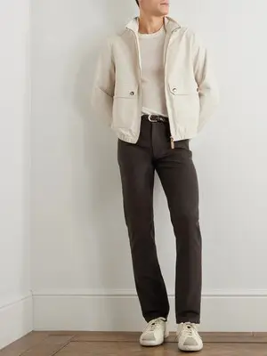 Zegna City Slim-fit Tapered Cotton And Cashmere-blend Trousers - Brown