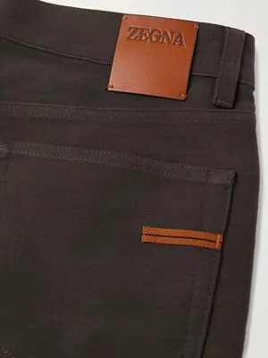 Zegna City Slim-fit Tapered Cotton And Cashmere-blend Trousers - Brown