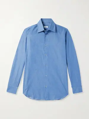 DE PETRILLO Brushed Cotton-chambray Shirt