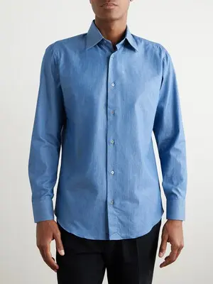DE PETRILLO Brushed Cotton-chambray Shirt