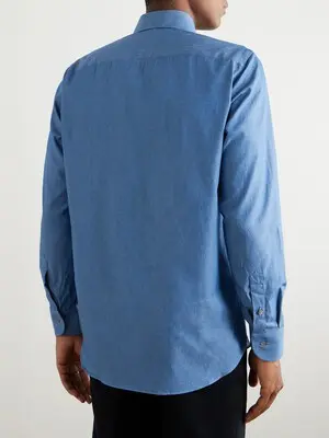DE PETRILLO Brushed Cotton-chambray Shirt