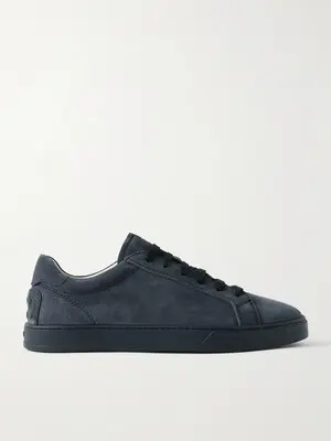 TOD'S Allacciata Cassetta Rubber-trimmed Suede Sneakers