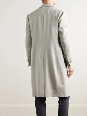 DE PETRILLO Herringbone Virgin Wool And Cashmere-blend Overcoat