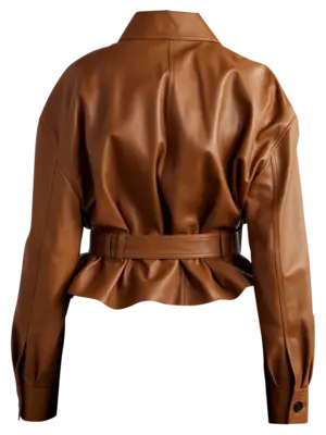 Saint Laurent Belted Leather Jacket - Brown