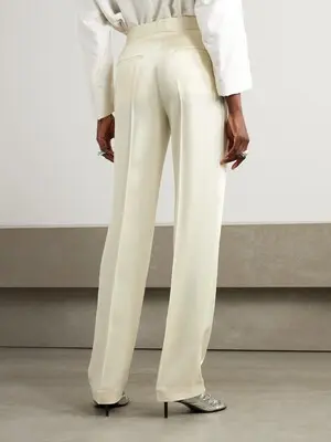 JIL SANDER Pleated Satin Straight-leg Pants