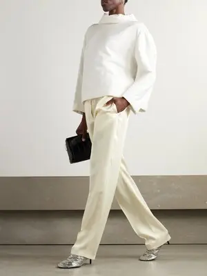 JIL SANDER Pleated Satin Straight-leg Pants