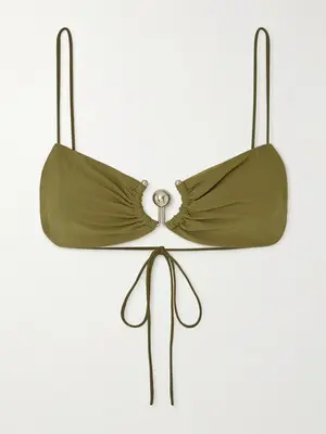 Christopher Esber Orbit Embellished Bikini Top - Green