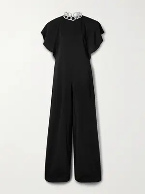 Stella McCartney Crystal-embellished Crepe Jumpsuit - Black