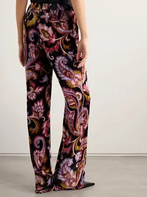 Etro Paisley-print Velvet Straight-leg Pants
