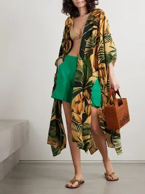 Farm Rio Printed Satin Coverup