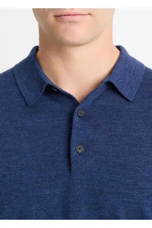 Vince Wool Polo Sweater - Blue