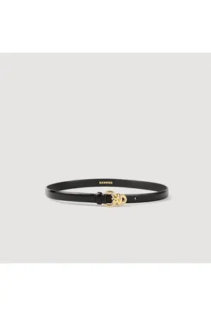 Sandro Slim Leather Belt - Black