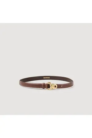 Sandro Slim Leather Belt - Natural