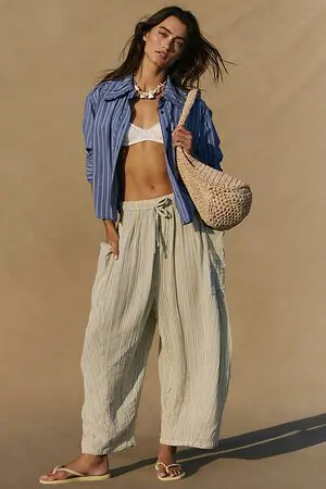 Free People Quinn Striped Pants - Chamomile Combo