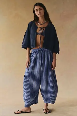 Free People Quinn Striped Pants - Lavender Combo