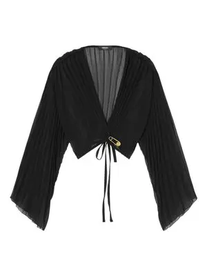 Versace Safety Pin Cover-up Pleated Top
