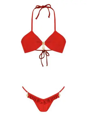 AMIR SLAMA X Jade Picon Shell-charms Bikini - Red