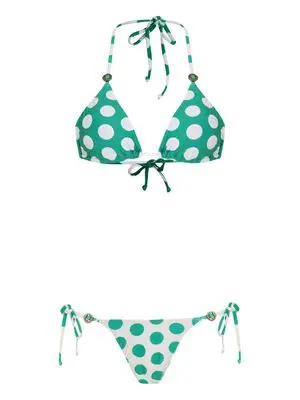 AMIR SLAMA X Jade Picon Polka-dot Bikini - Green