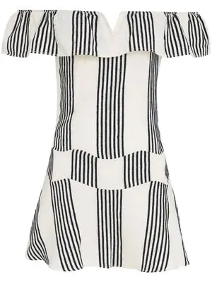 AMIR SLAMA Striped Mini Dress - White