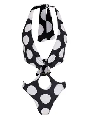AMIR SLAMA Polka Dot-print Swimsuit - Black