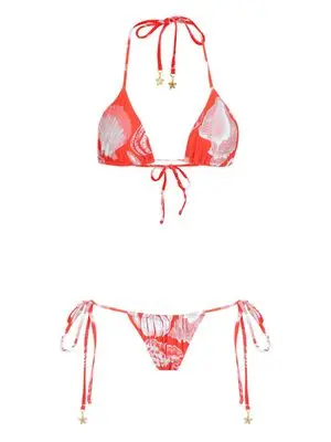 AMIR SLAMA Starfish-print Bikini - 13 Red/white