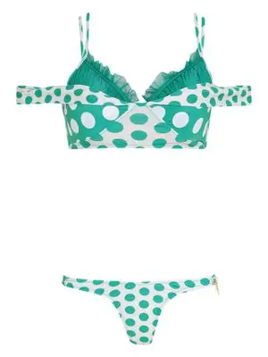 AMIR SLAMA X Jade Picon Polka-dot Bikini - Green