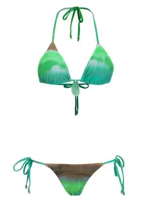 AMIR SLAMA Tie-dye Triangle Bikini - Green