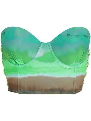 AMIR SLAMA X Jade Picon Corset Crop Top - Green