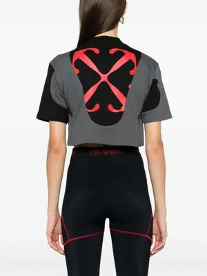 Off-White Color-block Cropped T-shirt