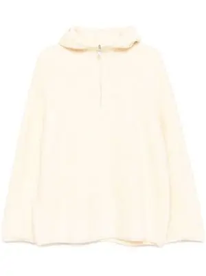 B+AB Hooded Half Zip Sweater - White