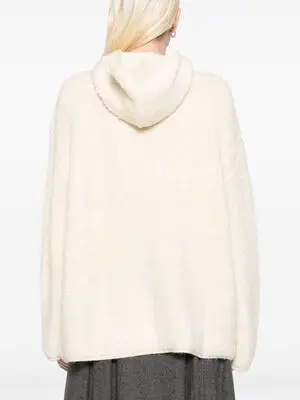 B+AB Hooded Half Zip Sweater - White