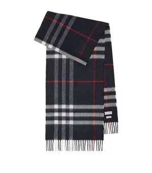 Burberry Cashmere Check Scarf Navy