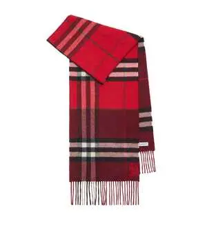 Burberry Cashmere Contrast Check Scarf Red