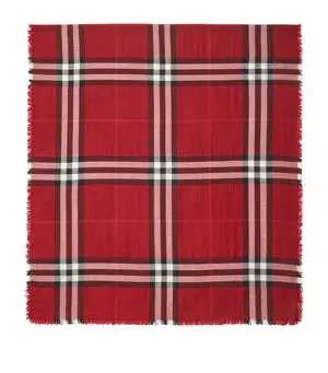 Burberry Wool-silk Reversible Check Scarf Red