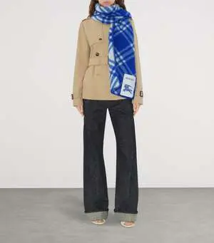 Burberry Wool Check Scarf - Blue