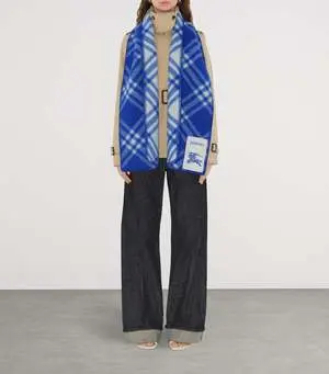 Burberry Wool Check Scarf - Blue