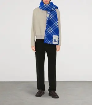 Burberry Wool Check Scarf - Blue