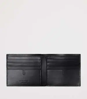 Burberry Leather Embossed Check Bifold Wallet